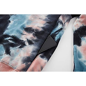 KLIEGOU Mens Tie-Dye Pullover Hooded Sweatshirt (288 Pink/Green L)