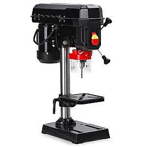 Benchtop Drill Press, 2.5Amp Bench Drilling Machine with 5-Speed Adjustable, 8 Inch Swing Distance 0-45° Tiltling Tabletop Drilling Machine for Wood, Metal