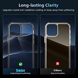 Temdan for iPhone 12 Case for iPhone 12 Pro Case,[Ultra Slim] [Not Yellowing] Lightweight & Thin,Screen & Camera Protection, Shockproof Protective - Black
