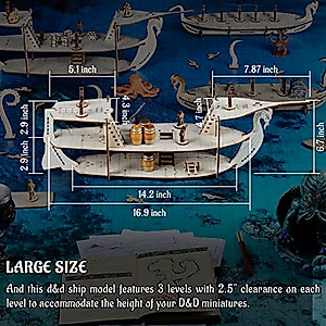 3D RPG Miniatures Ship Wood Laser Cut, 3-Level with 1" Grid Battle Terrain Map Perfect for D&D, Pathfinderor Other Tabletop Games