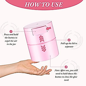 301 Pieces Lash Extension Supplies Set, Includes Eyelash Glue Storage Container, 200 Pieces Glue Wiping Cloth and 100 Pieces Disposable Lip Brushes for Lash Extension Grafting Eyelash (Pink)