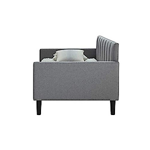 LuXeo Bristol Twin Size Upholstered Panel Daybed in Gray Fabric