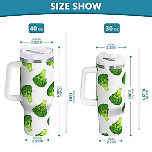 ARGTILDN 30 oz Tumbler Broccoli Vegetable Insulated Travel Mug with Handle and Straw Lid Stainless Steel Vacuum Coffee Cup Tea Beverage Container Water Bottles for Car Sports office