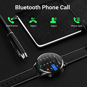 HOAIYO Smart Watches for Men Women (Call Receive/Dial), AMOLED Smartwatch with Heart Rate SpO2 Sleep Calories Counter, Waterproof Fitness Watch for Android iOS Phones (23Black, 1.5")