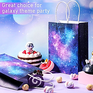16 Pieces Galaxy Party Bags Outer Space Party Gift Treat Bags Paper Goody Candy Bags for Kids Solar System Planet Party Favors Birthday Baby Shower Supplies Decorations