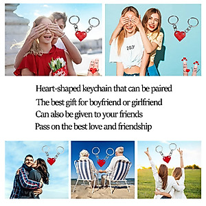 LGOUYGG Matching Brick Keychain for Couples, Cute Heart Shape Keychains Set, Sweet Gifts for Girlfriend Boyfriend Friendship (Red)