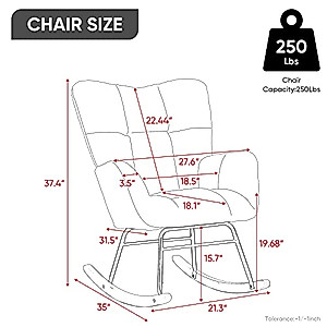 KINFFICT Teddy Velvet Rocking Accent Chair, Uplostered Glider Rocker Armchair for Nursery, Comfy Side Chair for Living Room, Bedroom (Ivory+Teddy Fabric)