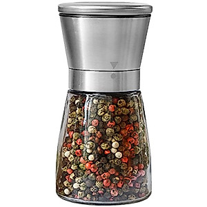 Pepper Grinder or Salt Shaker for Professional Chef - Best Spice Mill with Brushed Stainless Steel, Special Mark, Ceramic Blades and Adjustable Coarseness… (2.5'' x 5.5'')