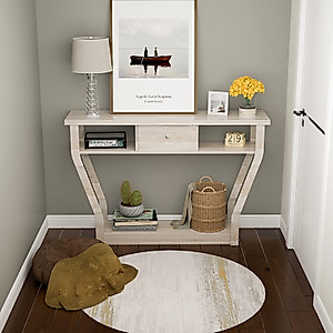 WATERJOY 47" Wooden Entryway Table with Drawer and Shelf, Accent Tables for Living Room Hallway