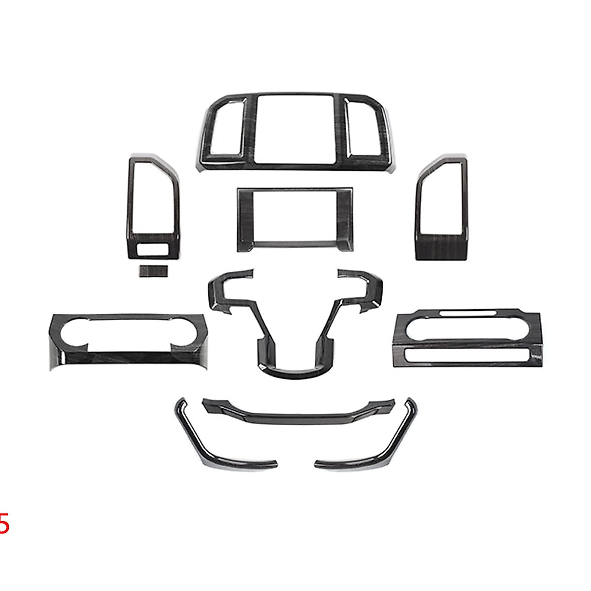 Hoolcar Interior Center Console Dashboard Navigation Trim Cover Kit ABS Accessories for 2015-2020 Ford F150, Black Wood Grain