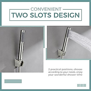 Handheld Shower Head Bracket with Two Slot, Aomasi Bidet Sprayer Hanger Bathroom Hose Shower Wand Holder Wall Mount Brushed Nickel