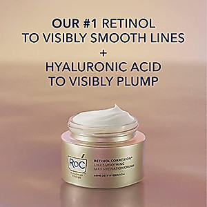 RoC Retinol Correxion Max Daily Hydration Anti-Aging Daily Face Moisturizer with Hyaluronic Acid, Oil Free Skin Care Cream for Fine Lines, Dark Spots, Post-Acne Scars, 1.7 oz (Packaging May Vary)
