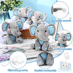 Libima 4 Pcs Small Elephant Stuffed Animals Bulk 6 Inch Cute Elephant Plush Sets Soft Cuddly Stuffed Elephants for Boys Girls Baby Birthday Baby Shower Gender Reveal Party Supplies Decor (Blue)