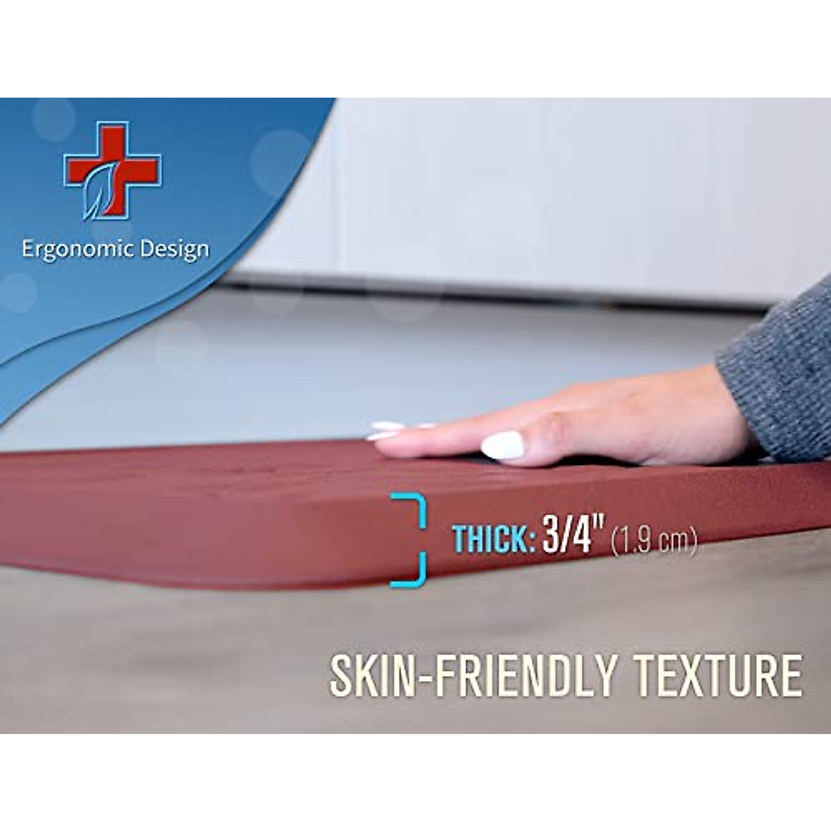 nbstep Anti Fatigue Mats for Kitchen Floor – 3/4 Inch Thick Comfort Kitchen Mat, Standing Desk Mat – Cushioned Memory Foam at Kitchen House Sink Office – Non Slip, Waterproof – Medium 17" x 39" Red