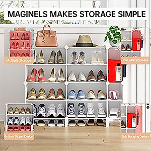 MAGINELS Portable Shoe Rack Plastic Shoe Organizer DIY Shoe Storage Shelf Organizer for Entryway Shoe Cabinet 36 Pairs, White