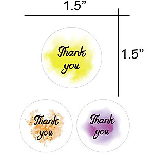 Colorful Thank You Stickers Roll 1.5 Inch Thank You Business Labels for Small Shop Packaging Wedding Baby Shower Gifts Bags Envolope Seals 500 Pcs