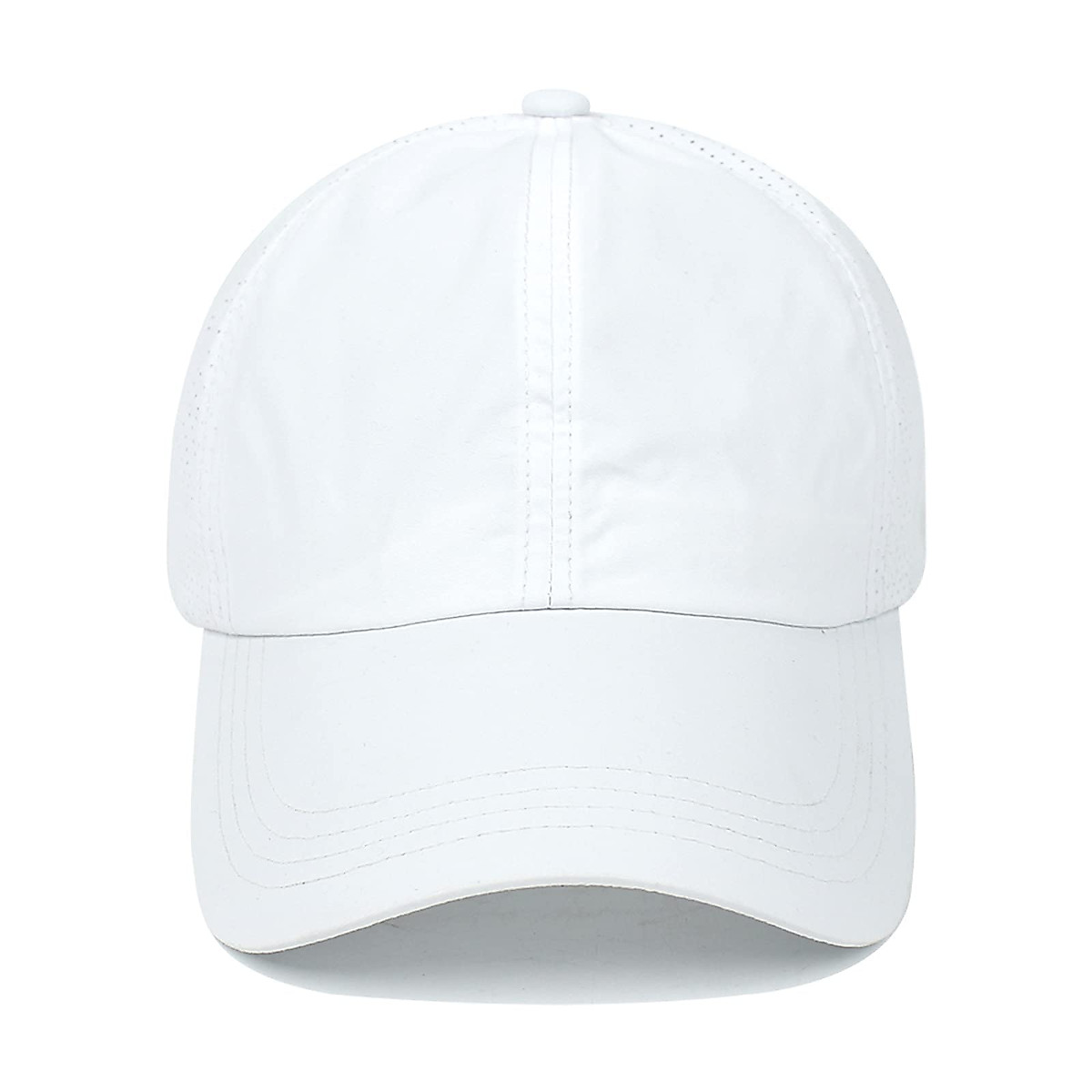 Koreshion Womens Criss Cross Ponytail Baseball Cap Adjustable High Messy Bun Ponycap Quick Drying Mesh Trucker Hats for Outdoor Sports Travel White