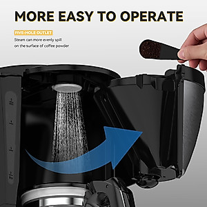 avigator 5-cup Car Coffee Maker with Car Charging Cigarette Lighter, 12V Travel Coffee Maker with Fast Heating, Glass Carafe, Compatible with Ground Coffee for Driving RV (Silver Black)