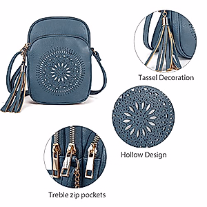 Triple Zip Crossbody Bags for Women Small Cute Cell Phone Purse and Boho Cross body Handbags,Vegan Leather