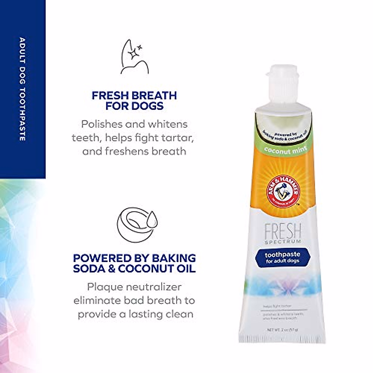 Arm & Hammer Fresh Spectrum Dog Toothpaste for Adult Dogs, 2 oz | Baking Soda Dog Toothpaste Coconut Mint to Fight Tartar, Polish & Whiten Teeth, & Freshen Breath