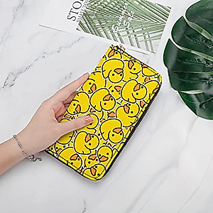 Qwalnely Cute Duck Wallet Leather Phone Money Credit Card Holder with Durable Zipper Purse Gifts for Women Girl