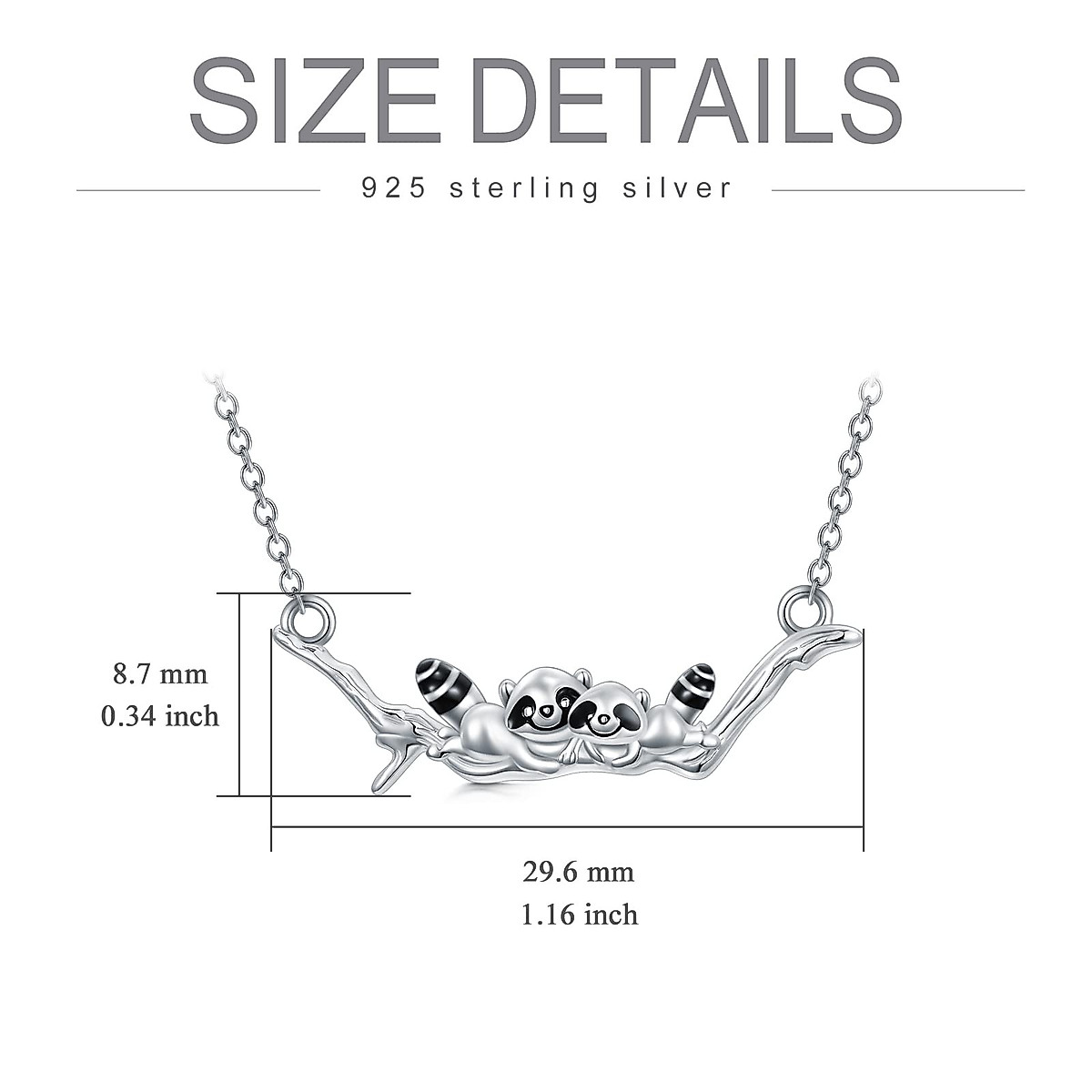 PELOVNY S925 Sterling Silver Raccoon Necklace Hypoallergenic Raccoon Jewelry Gifts for Mother Bestfriend Women