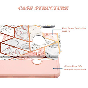 Fingic ALCATEL 3V 2019 Case/ 5032W Case, Rose Gold Marble Design Shiny Glitter Bumper Hybrid Hard PC Soft Rubber Silicone Cover Anti-Scratch Shockproof Protective Case for Alcatel 3V 2019/ 5034W 6.7"
