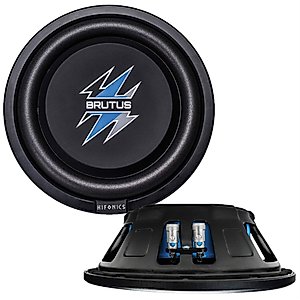 Hifonics BXS10D4 Brutus Shallow Mount Subwoofer (Black) – 10 Inch Subwoofer, 400 Watt, Car Audio System, 2.5 Inch Voice Coils, UV Rubber Surround, Best in Sealed Enclosures, Marine Grade
