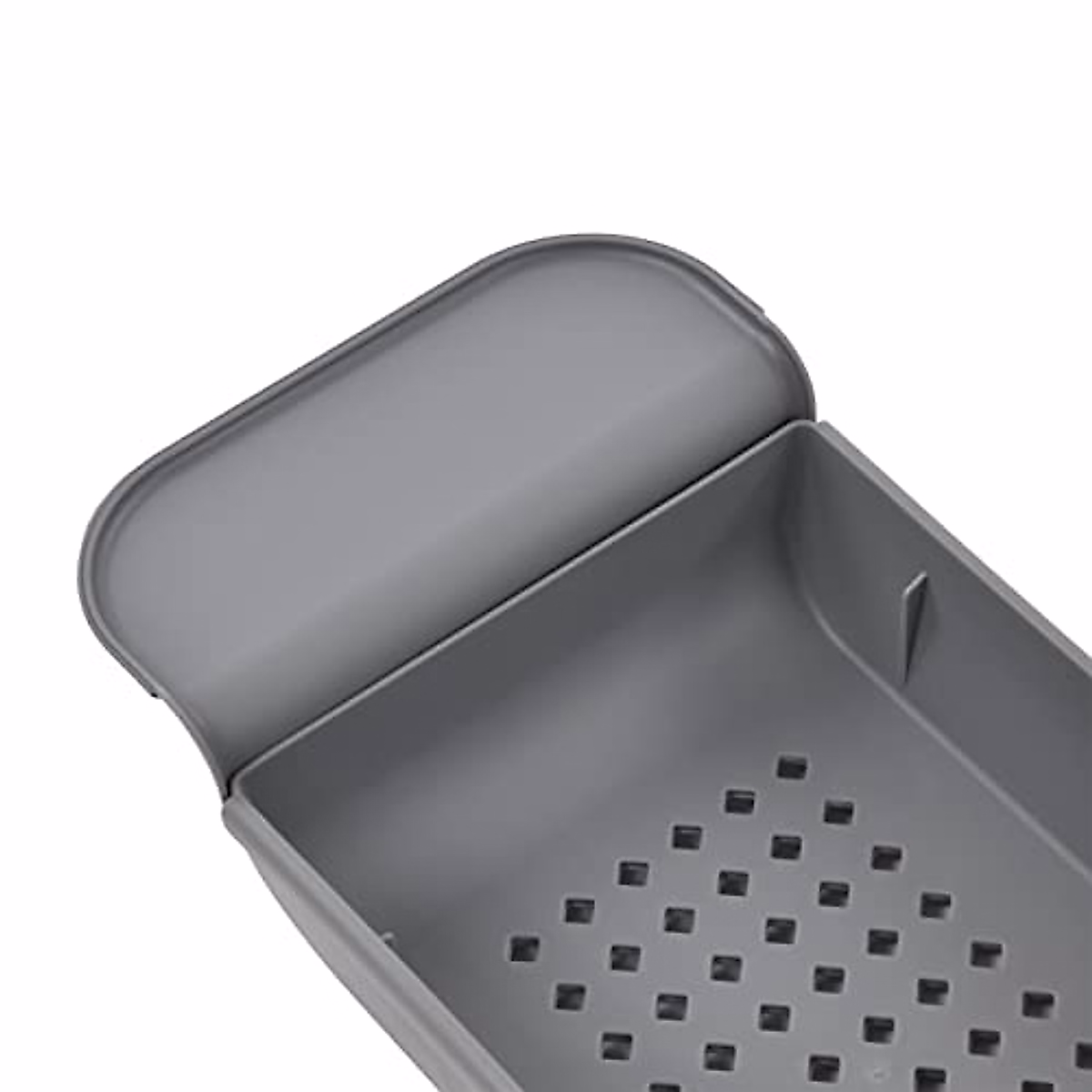 Bathtub Tray Caddy, Plastic Sink Storage Rack Expandable Bath Organizer Shelf for Kitchen Bathroom, White(Grey)