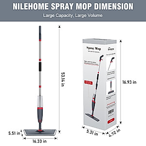 NileHome Spray Mops for Floor Cleaning, Microfiber Spray Mop with 580ml Refillable Bottle and 3 Replacement Pads Floor Mop for Household or Commercial Use Dust Mop for Hardwood Laminate Tile Ceramic