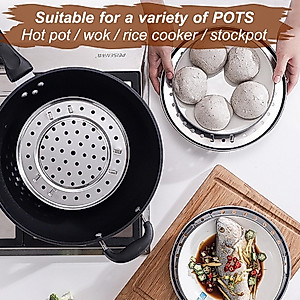 Round Steamer Rack 1pcs with Silicone Steamer Liners, Stainless Steel Food Steamer Basket with Removable Stand for Steamer Cooking, Instant Pot Steamer Basket for Vegetables Dumplings fish and Seafood (Round-6.9inch/17.5cm)