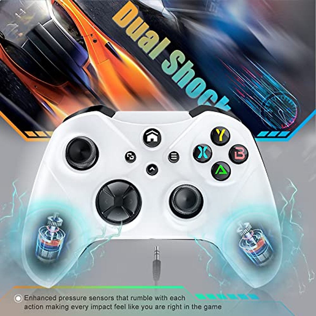 32Ft Wireless Controller Replacment for Xbox Controller, Compatible with Xbox One, Xbox Series X/S, Xbox One S/X, Steam, Android/iOS/PC Windows 7/8/10/11, Built-in Dual Vibration and Headphone Jack with TURBO Funtion (White)