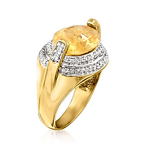 Ross-Simons 5.50 Carat Citrine Ring With White Topaz Accents in 18kt Gold Over Sterling. Size 10