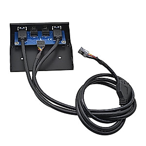 C-Zone 3.5" Floppy Bay High Speed 5 Gbps 20Pin 2 Port USB 3.0 Hub HD Audio 3.5mm Earphone Jack Mic Interface PC Front Panel Adapter