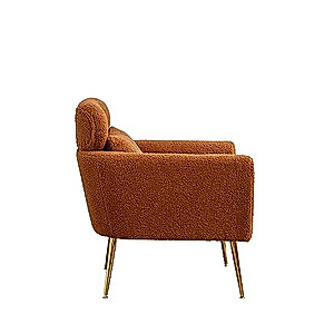 HomSof 29.5"W Modern Boucle Accent Chair Armchair Upholstered Reading Chair Single Sofa Leisure Club Chair with Gold Metal Leg and Throw Pillow for Living Room Bedroom Dorm Room Office, Caramel Boucle