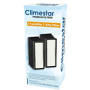 Climestar 2-Pack H13 Grade True HEPA Filters and 8 Pre-Filter Set Compatible Replacement for VEVA 8000 Elite Pro Series Air Purifier – (2 Year Supply)