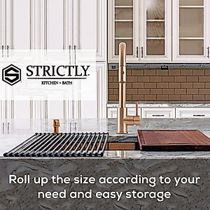 Strictly Sinks Stainless Steel Dish Drying Rack – Gold 21 X 13 Inches Roll Up Dish Drying Rack – Multipurpose Foldable Over The Sink Kitchen Drainer, Countertop Cooling Rack