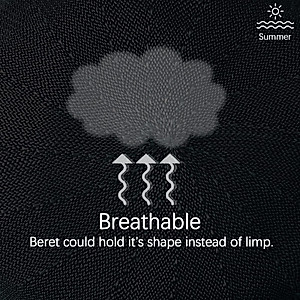 Gllutt Summer Knitted Thin Beret Hat for Women Size Adjustable French Style Solid Color (Thin Black)