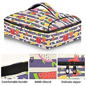Kcldeci Insulated Thermal Food Carrier Insulated Casserole Carrier for Hot or Cold Food,Tropical Fruits Pineapples Strawberries Insulated Tote Bag for Potluck Cookouts Parties Picnic,Lasagna Lugger