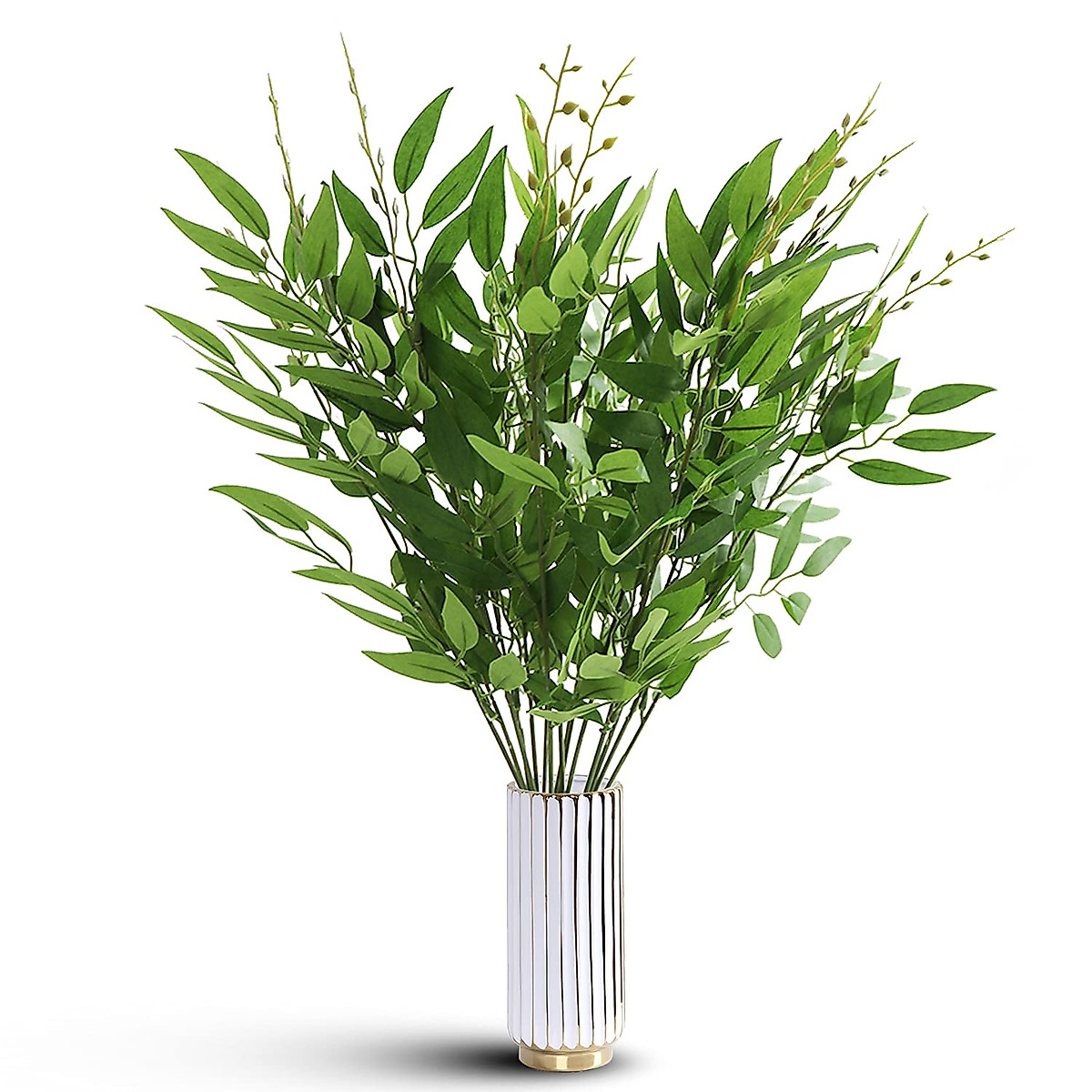 3 Pcs Fake Plants Decor Willow Branches - SAOCOOL 22 Inch Artificial Plants Willow Leaves, Home Indoor Faux Plants for Window, Dining Table, Bathroom, Bedroom and Wall Greenery Decoration (Green)