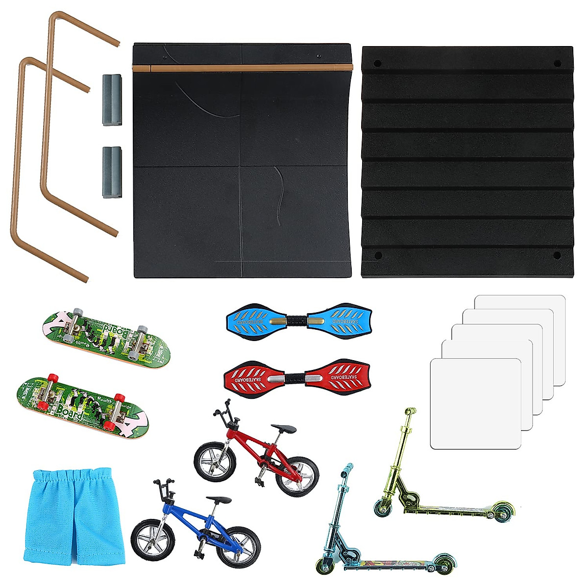 PLSOPPKG Skate Park Kit Ramp Parts for Finger Skateboard Skate Park Kit Part Training Props with Finger Skateboard Finger Bike Scooters and More…
