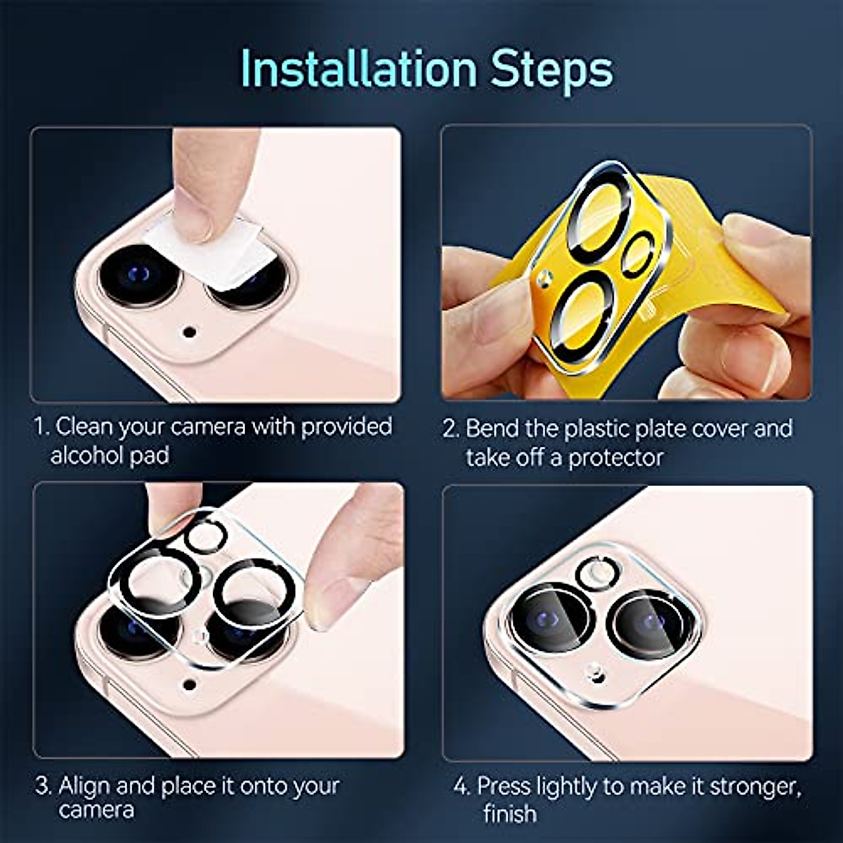 ivoler [4-pack] Camera Lens Protector for iPhone 13 6.1''/13 Mini 5.4'' Tempered Glass Screen Protector (Not for iPhone 13 Pro), HD Clear [Anti-Scratch] [Bubble Free] [Case Friendly],Black Circle