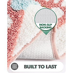 LUMI Area Rug, Shag Ultra-Soft Absorbent Rugs, Washable Non-Slip Backing Cute Carpet, Plush High Pile Floor Mats for Living Room, Kids Room, Bedroom and Nursery Room Decor, 28"x39", Pink Butterfly