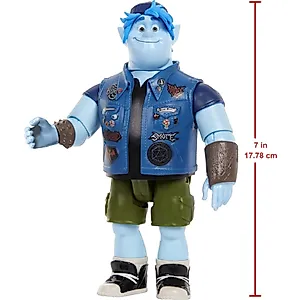 Mattel Disney Pixar Onward Action Figure, Barley Lightfoot Collectible Toy in Signature Elf Look, 7-inch with Movable Joints