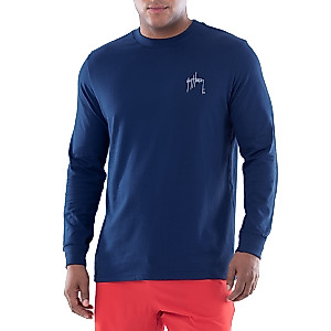 Guy Harvey Men’s Offshore Fish Collection Long Sleeve T-Shirt, Estate Blue/Offshore Backfin, X-Large