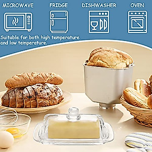 Gusnilo Glass Butter Dish,Classic Butter Transparent Tray Butter Stick Keeper Tray With Lid And Handle Butter Keeper Dishwasher Safe(1PC)