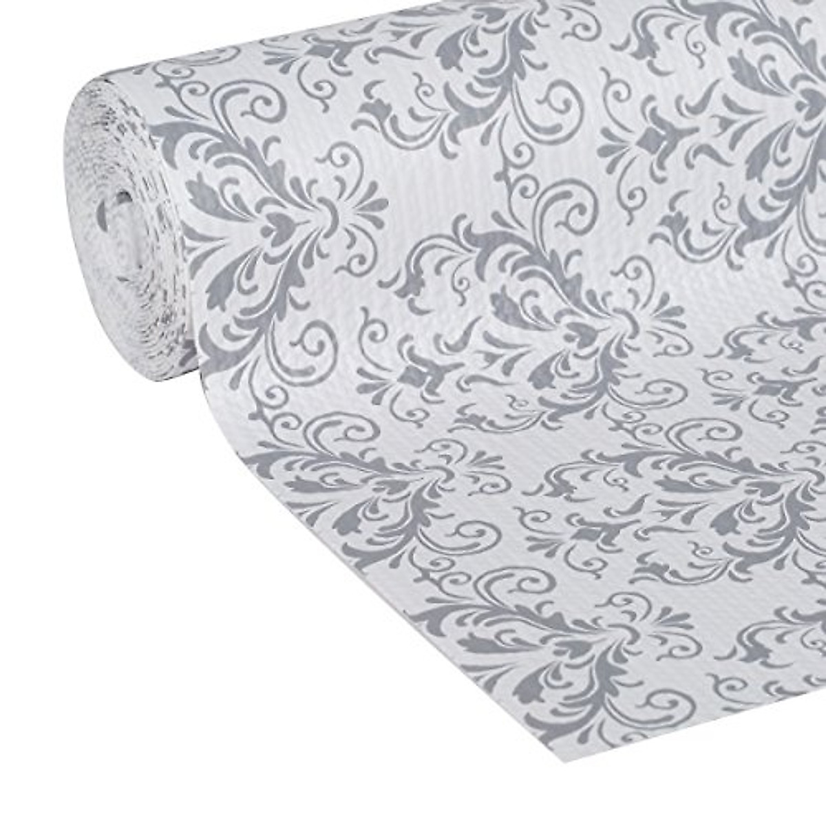 Duck Smooth Top EasyLiner, 12-inch x 10 Feet, Grey Damask