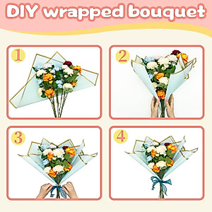 XIGUI 20 Sheets Gold Edge Gift Wrap Paper,Korean Florist Bouquet Supplies,DIY Crafts,Gift Packaging or Gift Box Packaging, Waterproof Floral Wrapping Paper 22.8 * 22.8Inch (Vintage green.)