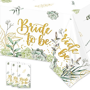 Haimimall Bridal Shower Decorations Sage Green Bride to Be Tablecloths Floral Bridal Shower Plastic Table Cloth Bride to Be Disposable Table Cover Large Size 54 x 108 Inch Rectangular Tablecloths