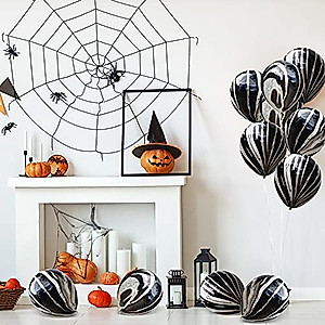 50pcs Black Marble Balloons 12 Inch Marble Agate Latex Balloons for Black White Birthday Party Tie Dye Balloons Decoration Easter New Year Wedding Baby Shower Halloween Festival Photobooth